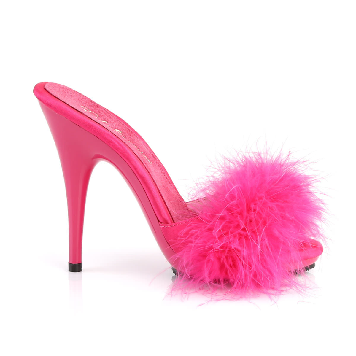 5 Inch Heel Hot Pink Fur Marabou Sandal | POISE-501F – Shoecup.com