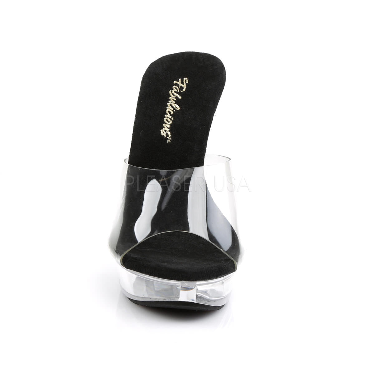 5 Inch Heel Clear Platform Black Sole Slides | FABULICIOUS COCKTAIL-501 ...